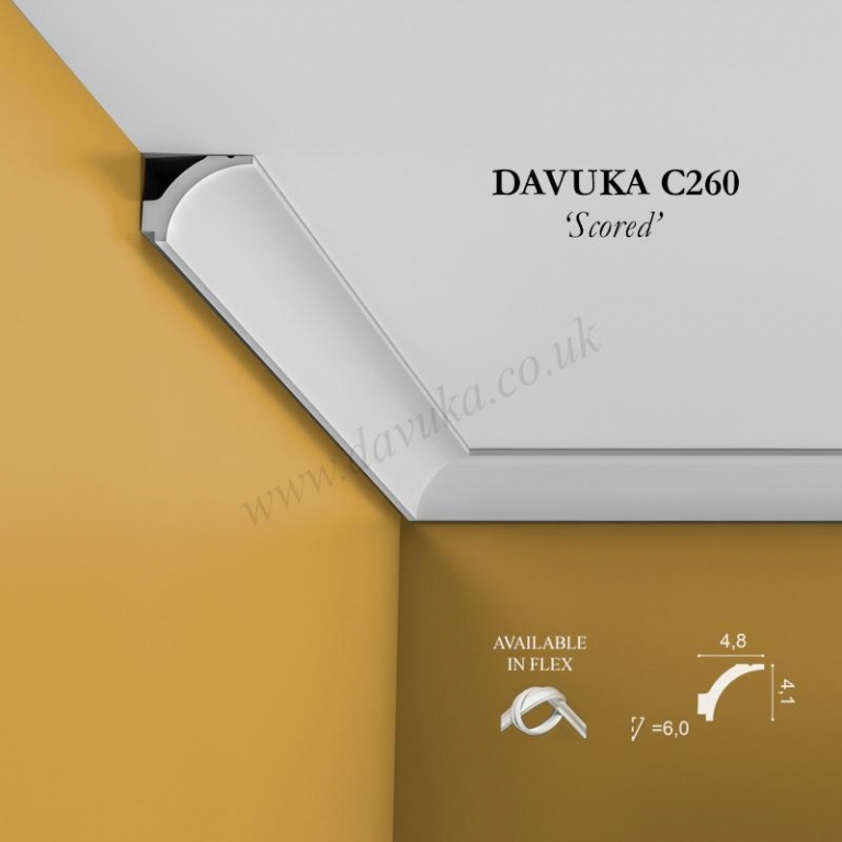 Small concave cornice C260 including shadow gap line